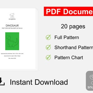 Dinosaur Filet Crochet Baby Blanket PDF Pattern - Etsy