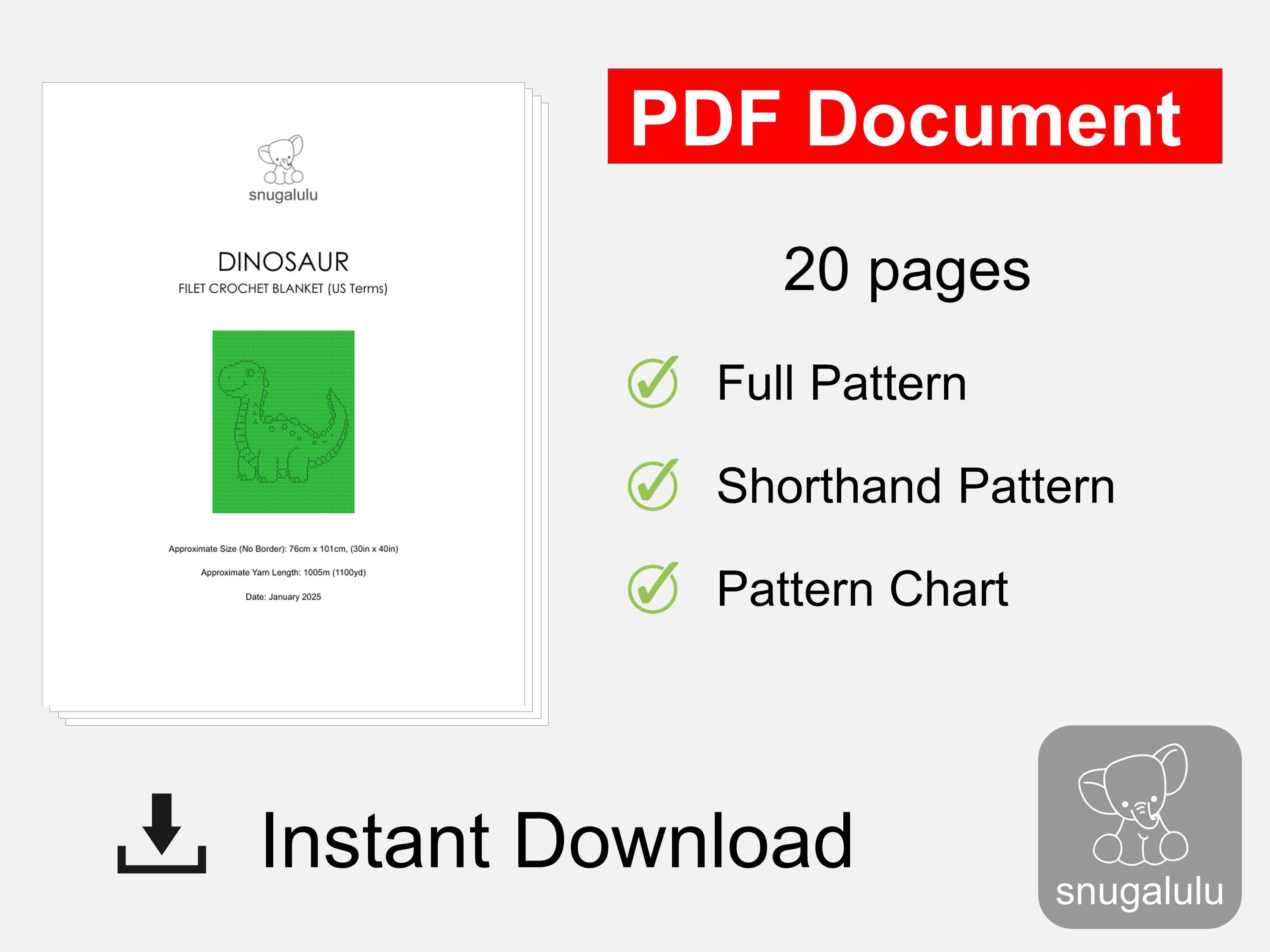 Dinosaur Filet Crochet Baby Blanket PDF Pattern - Etsy