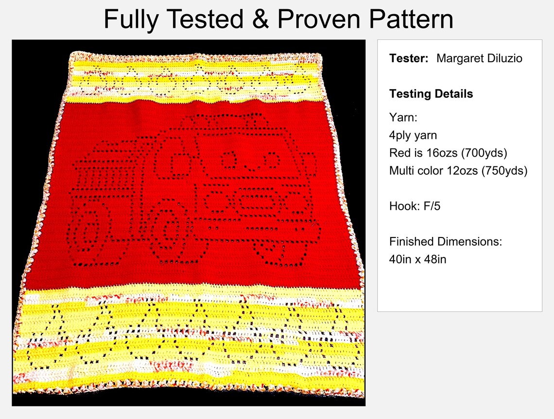 Fire Truck Filet Crochet Blanket PDF Pattern | Fire Engine - Etsy