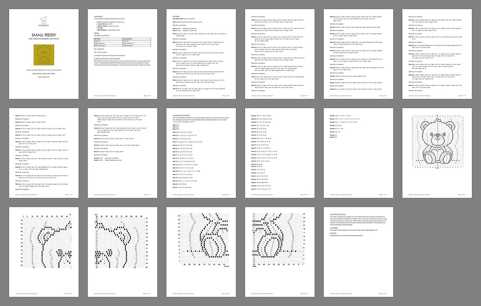 Small Teddy Bear Filet Crochet Baby Blanket PDF Pattern | Gender ...