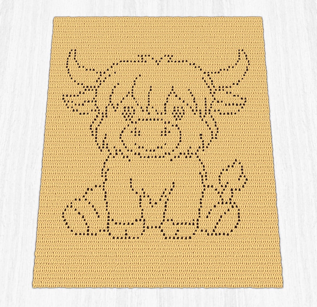 Highland Cow Crochet Baby Blanket Pattern: Filet Crochet PDF - Etsy