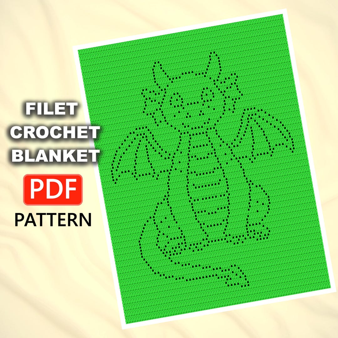 Dragon Filet Crochet Blanket PDF Pattern, Instant Download Printable ...