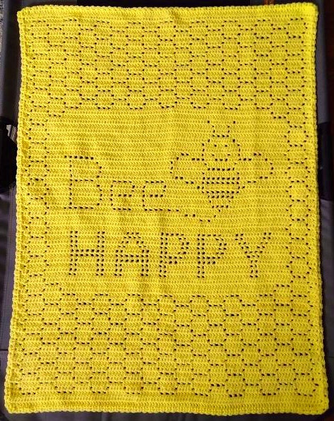 Bee Happy Filet Crochet Baby Blanket PDF Pattern - Etsy