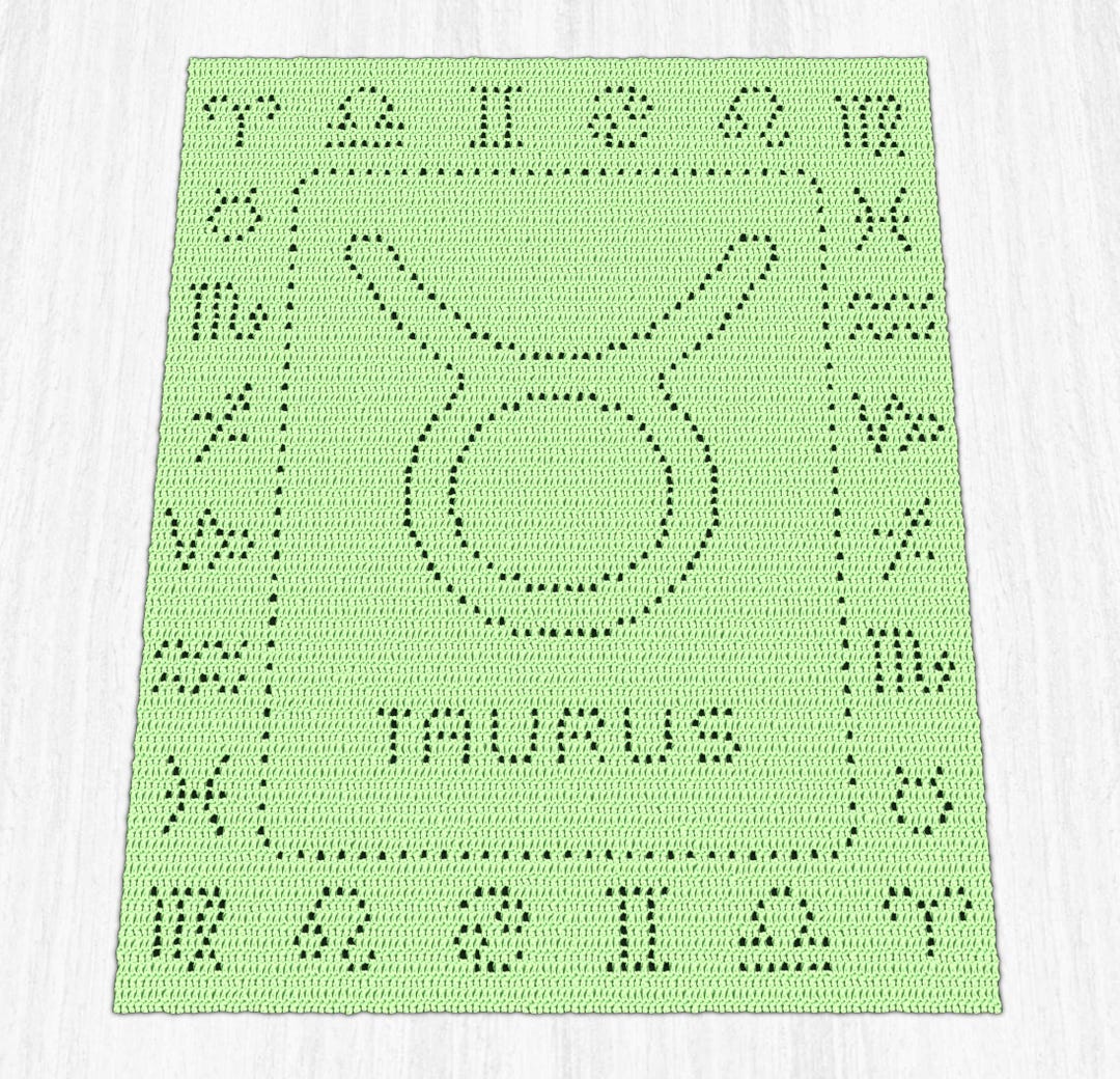 Taurus Filet Crochet PDF Pattern, Zodiac Star Sign Blanket, Astrology ...
