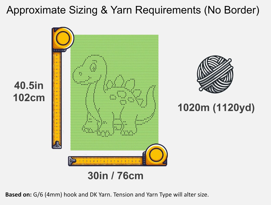 Chompy Dinosaur Filet Crochet Baby Blanket PDF Pattern - Etsy