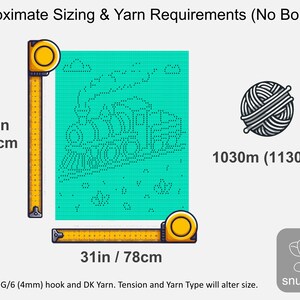 Steam Train Filet Crochet Blanket PDF Pattern, Locomotive Engine Chart ...