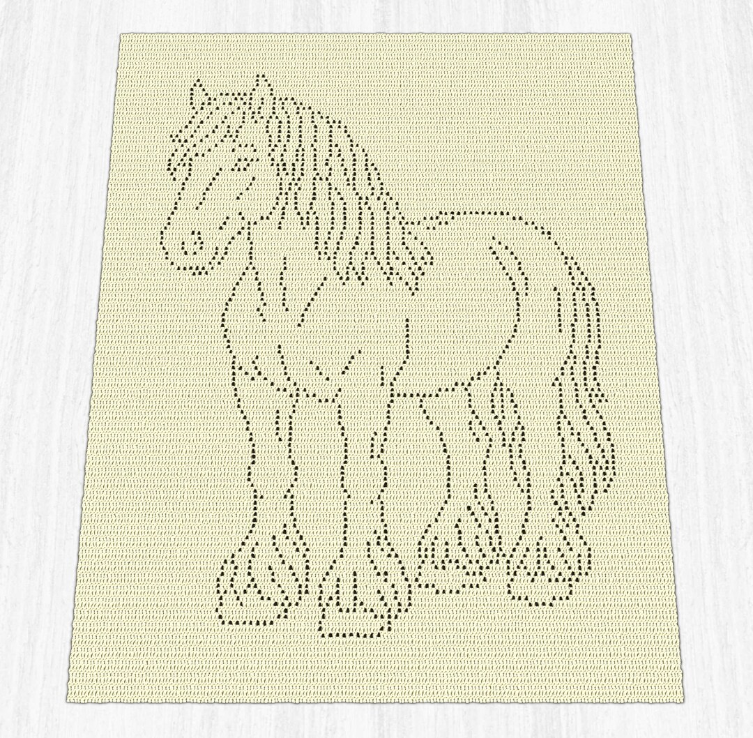 Shire Horse Filet Crochet Blanket Pattern. Large Size (PDF Download) - Etsy