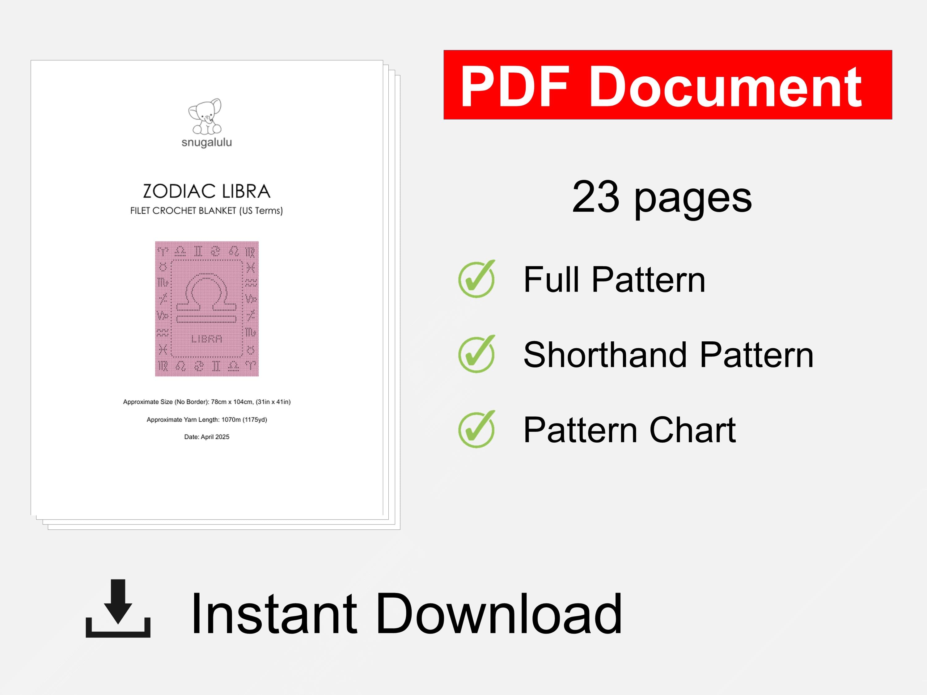 Libra Filet Crochet Blanket Pattern: Zodiac Astrology Chart (PDF ...
