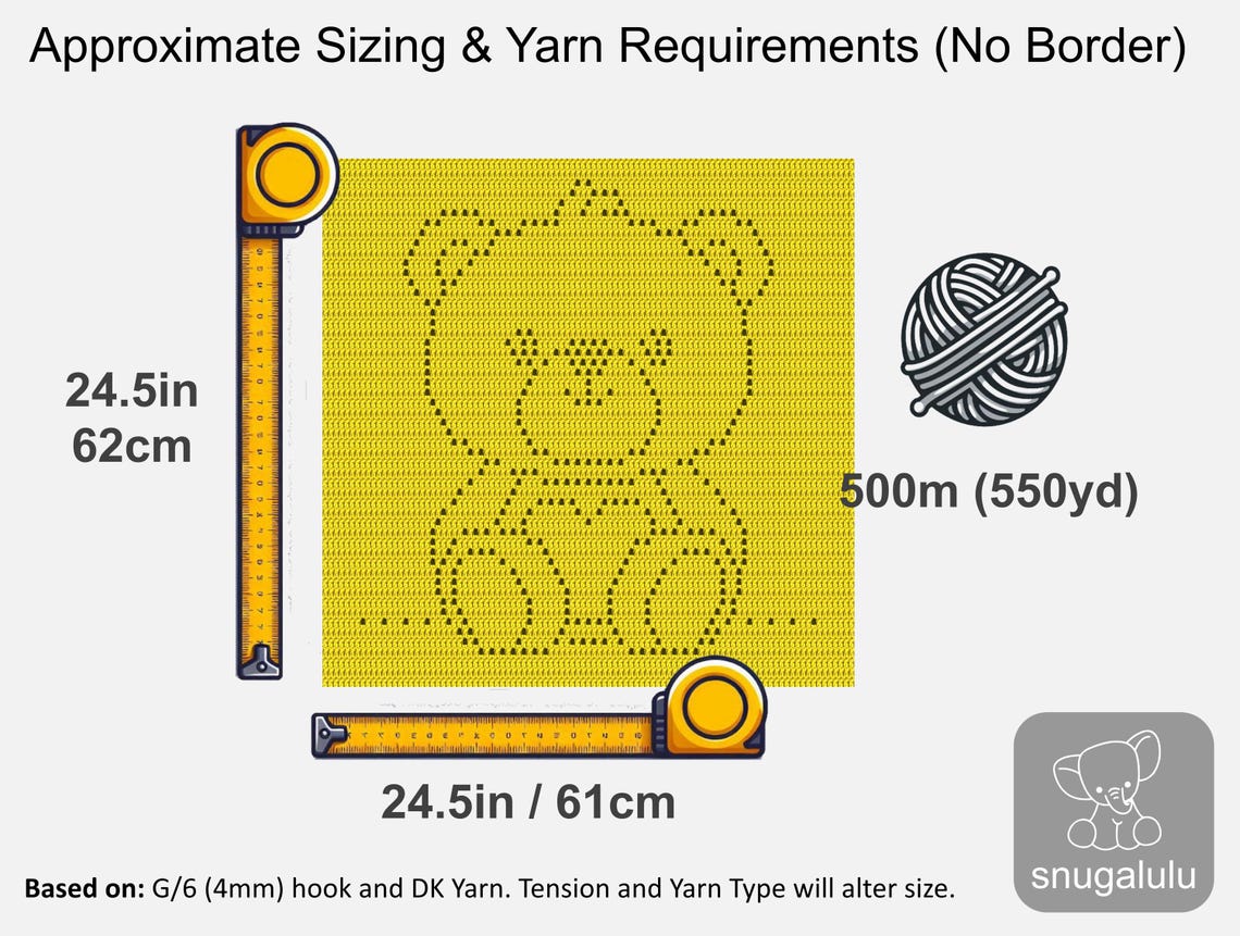 Teddy Bear Filet Crochet Baby Blanket Pattern (PDF Download) - Etsy