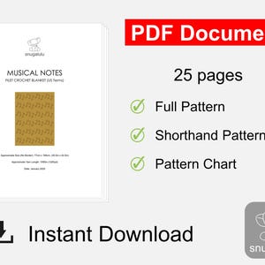 Musical Notes Filet Crochet Blanket PDF Pattern - Etsy