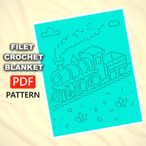 Steam Train Filet Crochet Blanket PDF Pattern, Locomotive Engine Chart ...