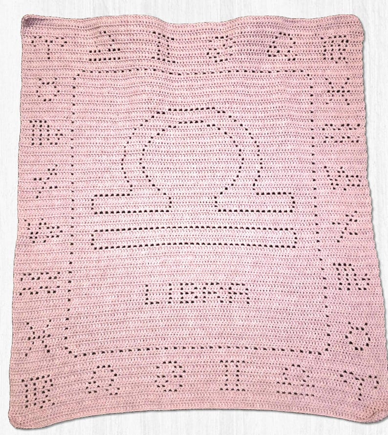 Libra Filet Crochet Blanket Pattern: Zodiac Astrology Chart (PDF ...