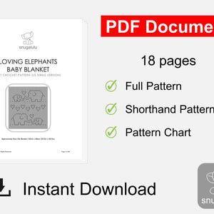 Elephants Baby Blanket PDF Pattern | Filet Crochet - Etsy