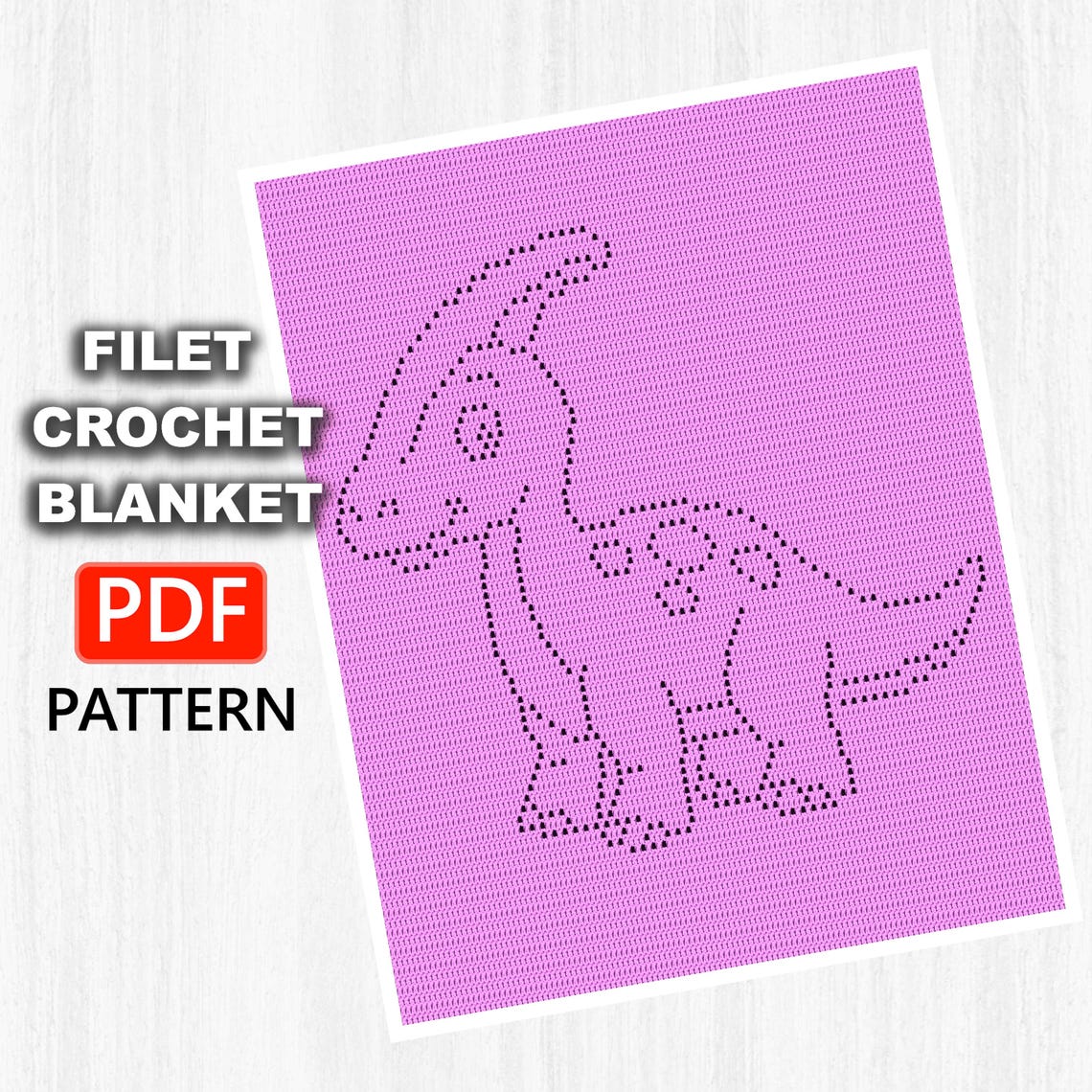 Cresta Dinosaur Filet Crochet Baby Blanket PDF Pattern - Etsy