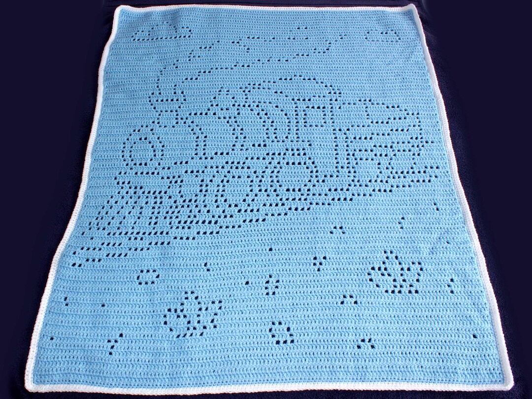 Steam Train Filet Crochet Blanket PDF Pattern, Locomotive Engine Chart ...