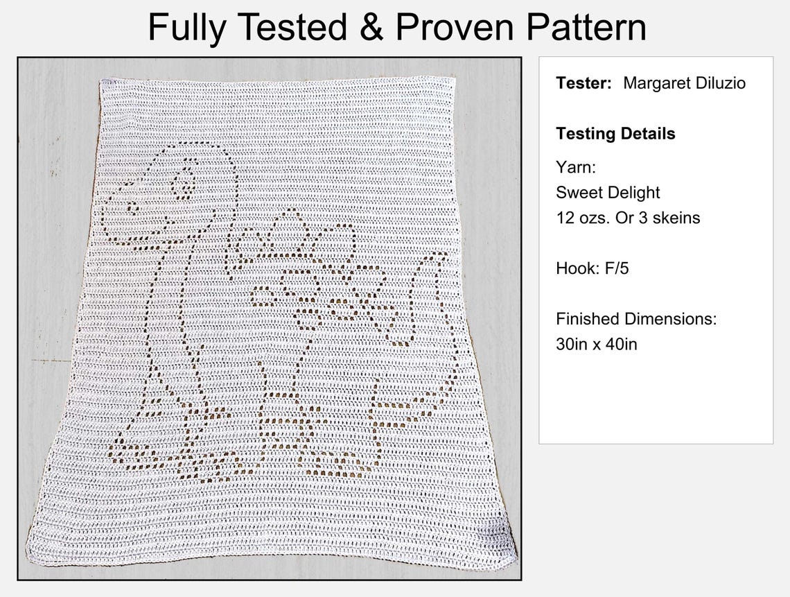 Chompy Dinosaur Filet Crochet Baby Blanket PDF Pattern - Etsy