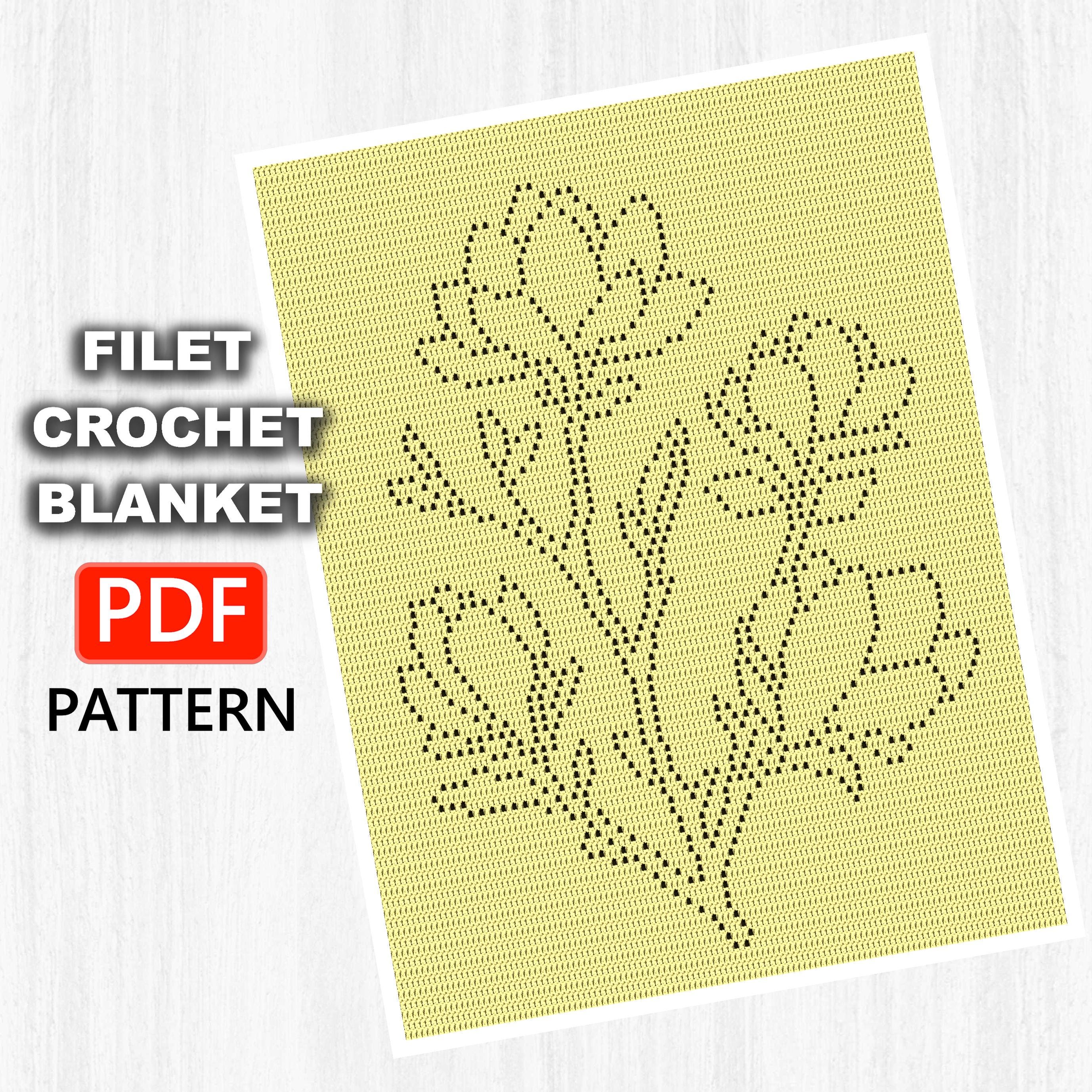 Magnolias Filet Crochet Baby Blanket PDF Pattern, Flower Wall Hanging ...