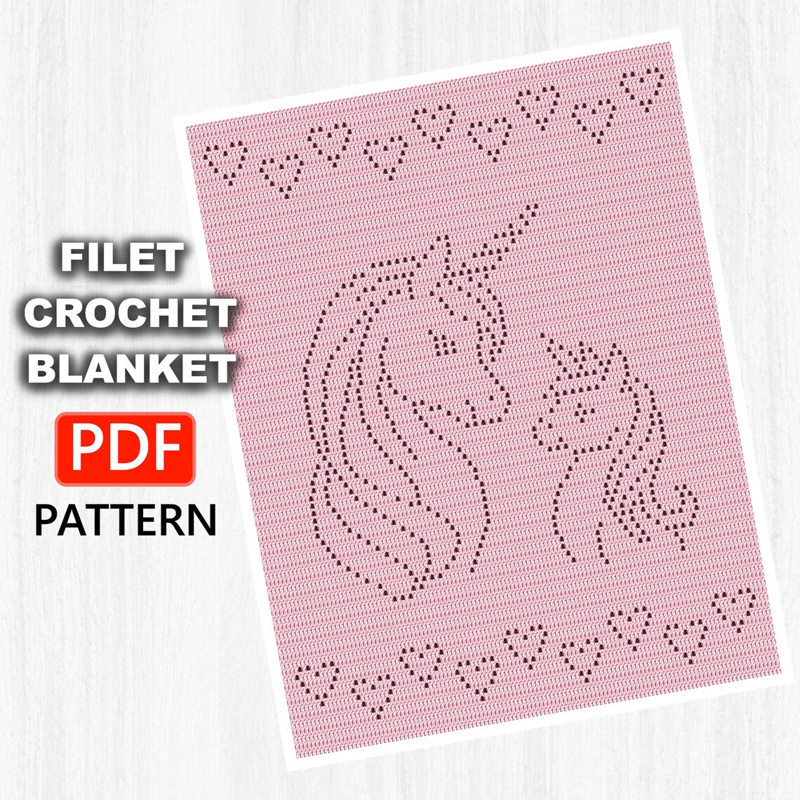 Unicorn Filet Crochet Baby Blanket Pattern (PDF Pattern) - Etsy