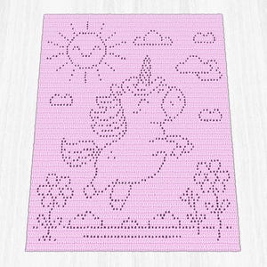 Jumping Unicorn Filet Crochet Blanket Pattern (PDF Download) - Etsy