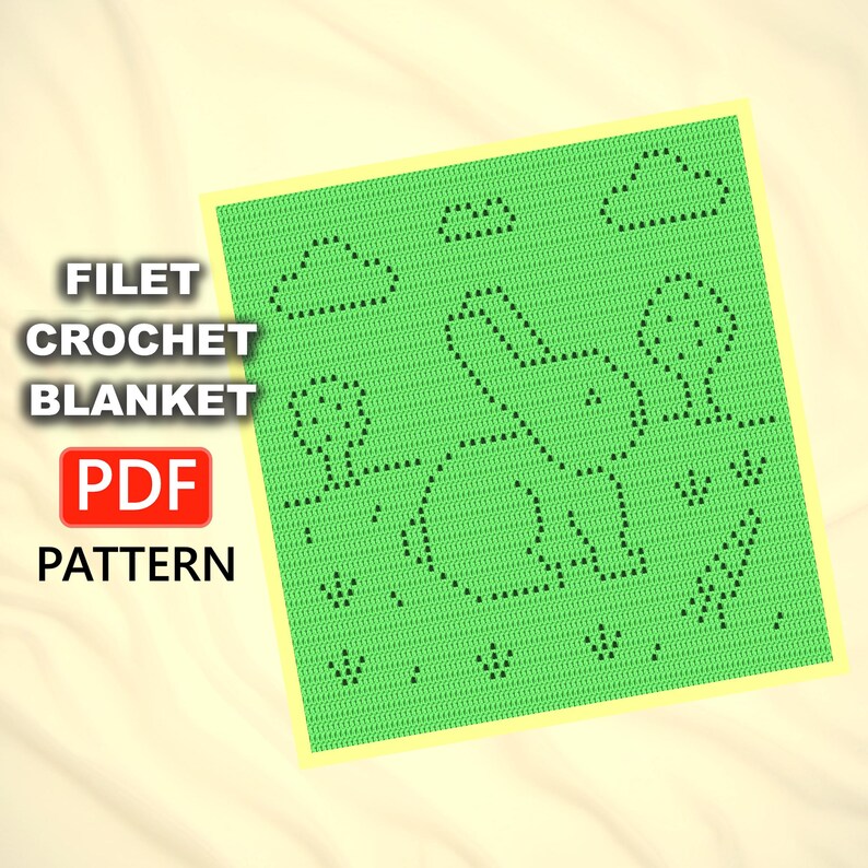 Bunny Rabbit Blanket Crochet PDF Pattern, Filet Crochet, Easy Quick ...