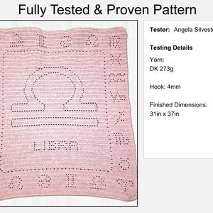 Libra Filet Crochet Blanket Pattern: Zodiac Astrology Chart (PDF ...