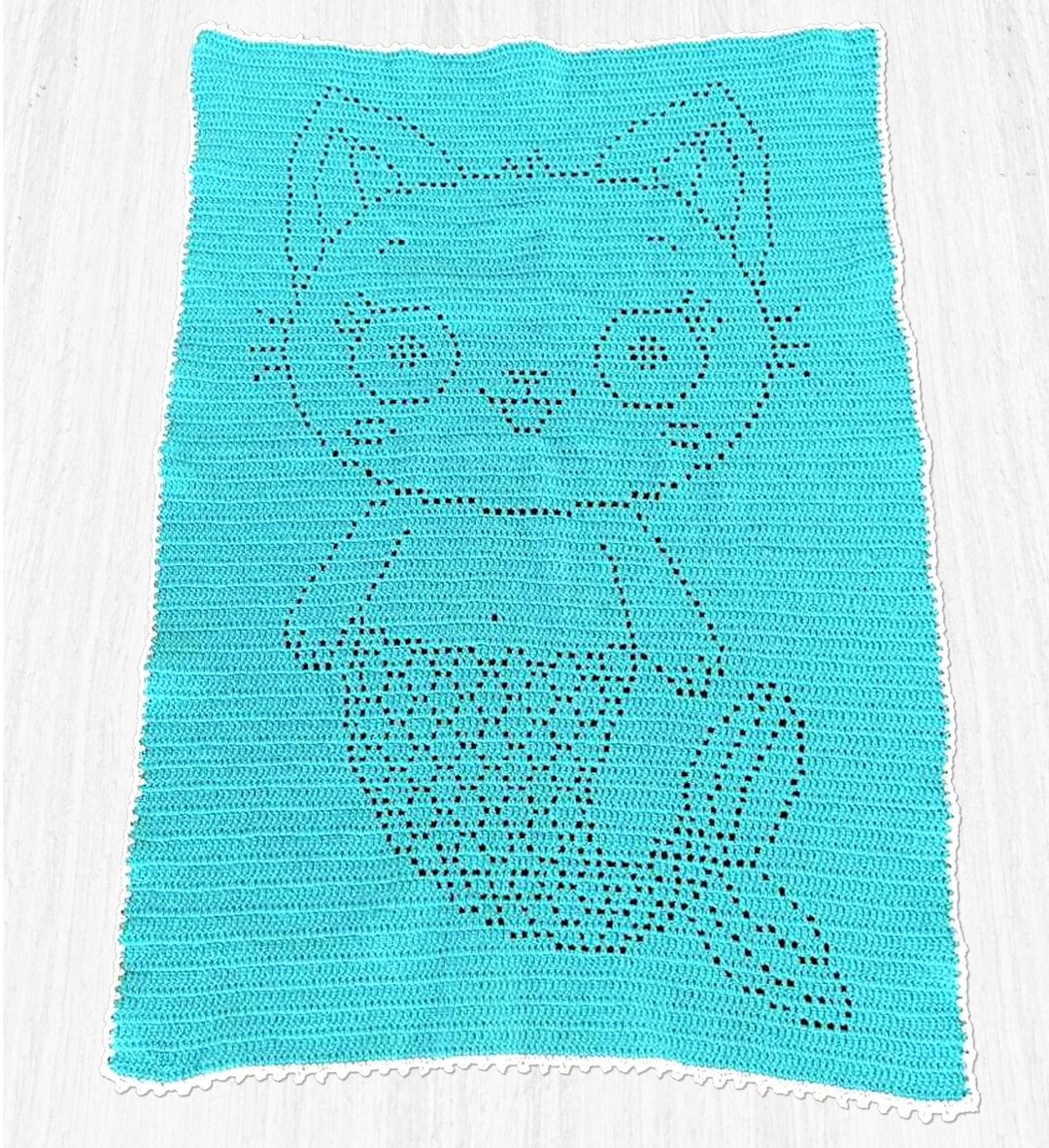 Mermaid Cat Filet Crochet Baby Blanket PDF Pattern - Etsy