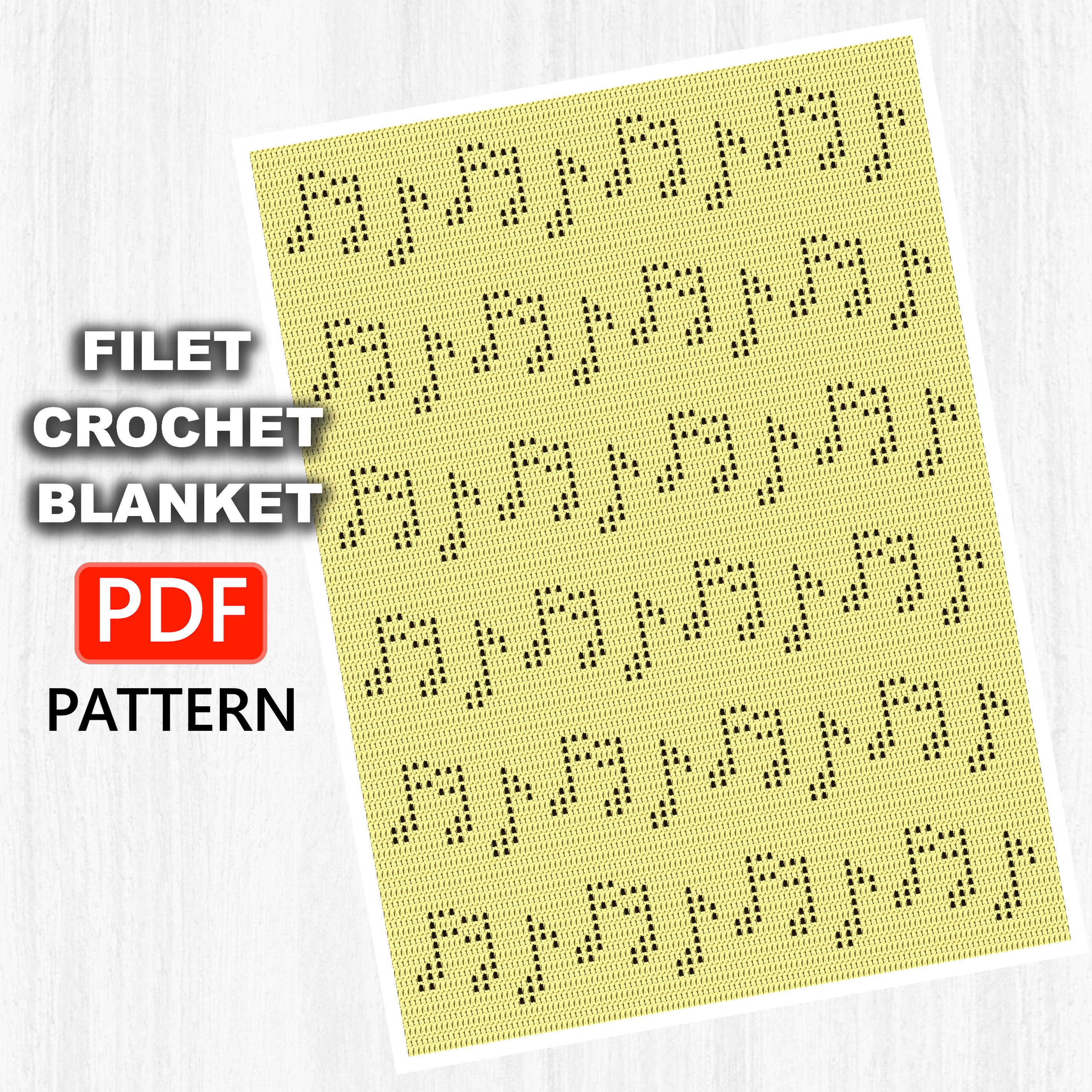 Musical Notes Filet Crochet Blanket PDF Resizable Pattern - Etsy