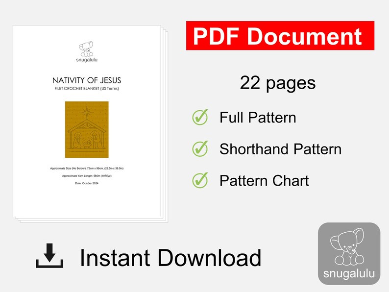 Nativity of Jesus Baby Filet Crochet Blanket PDF - Etsy