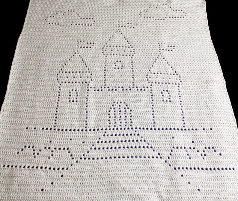 Castle Filet Crochet Blanket PDF Pattern, Instant Download Printable ...