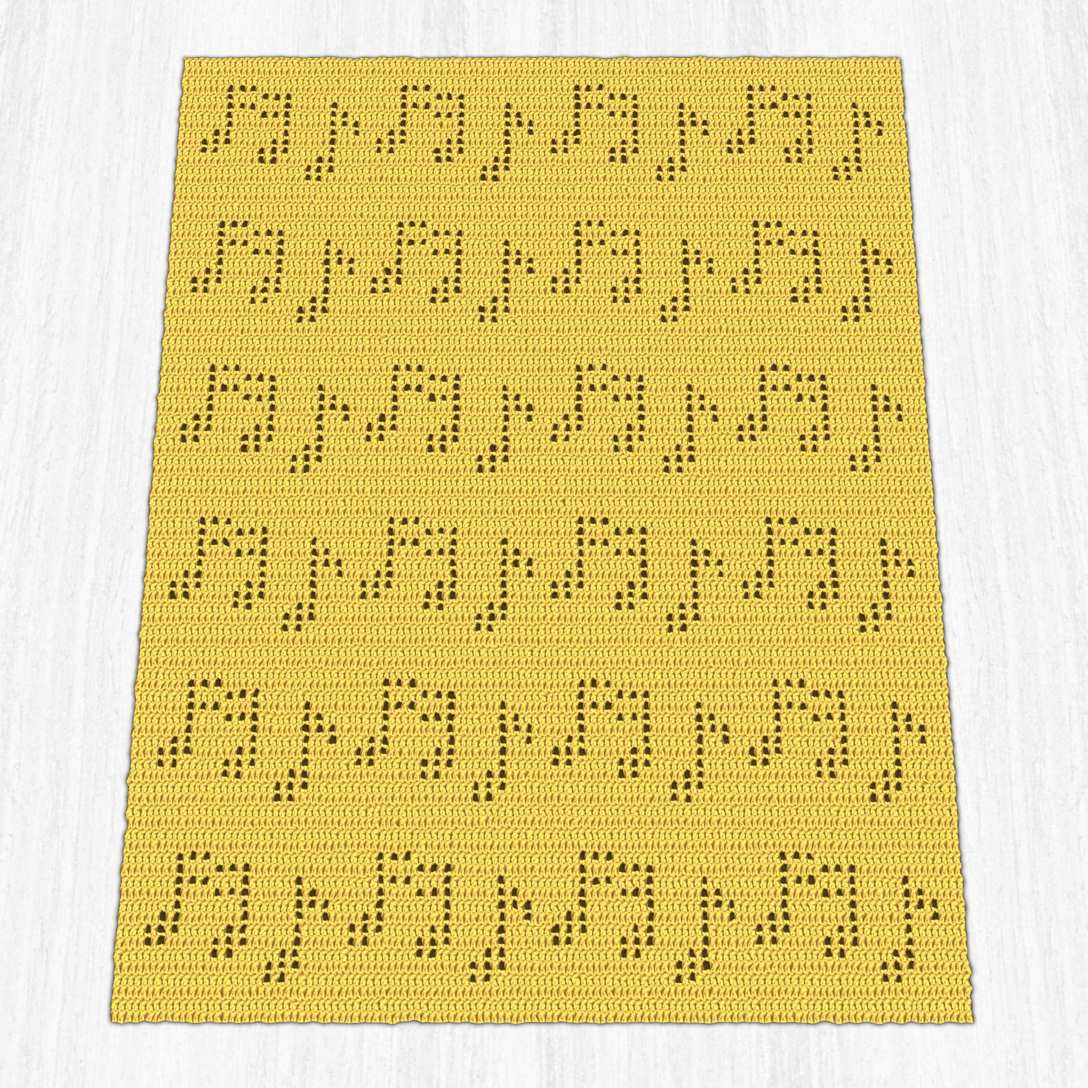 Musical Notes Filet Crochet Blanket PDF Resizable Pattern - Etsy