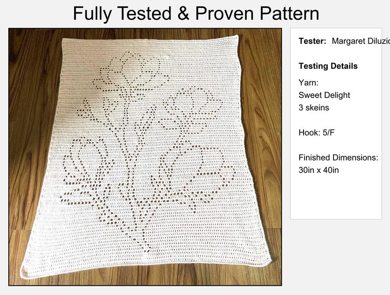 Magnolias Filet Crochet Baby Blanket PDF Pattern, Flower Wall Hanging ...