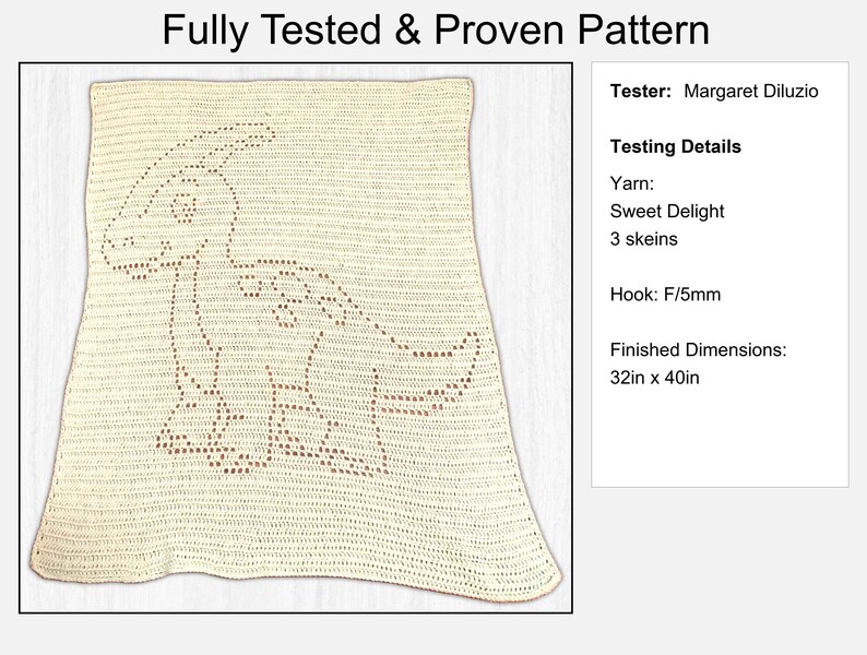 Cresta Dinosaur Filet Crochet Baby Blanket PDF Pattern - Etsy