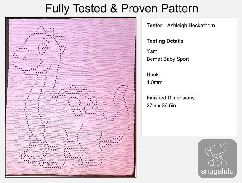Stretch Dinosaur Filet Crochet Baby Blanket PDF Pattern - Etsy