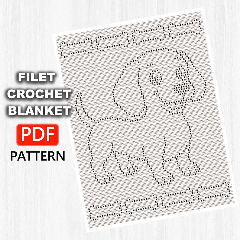 Dachshund Filet Crochet Blanket Pattern: Wiener Dog Design (PDF Pattern ...