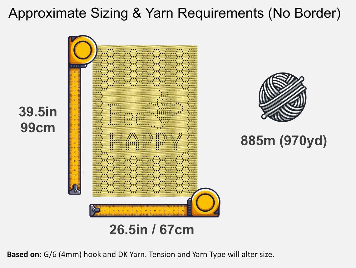 Bee Happy Filet Crochet Baby Blanket PDF Pattern - Etsy