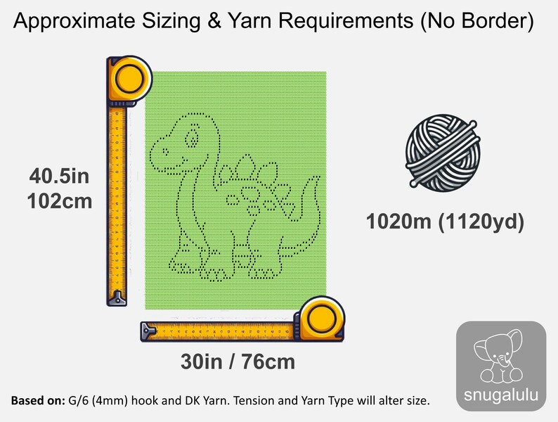 Chompy Dinosaur Filet Crochet Baby Blanket PDF Pattern - Etsy
