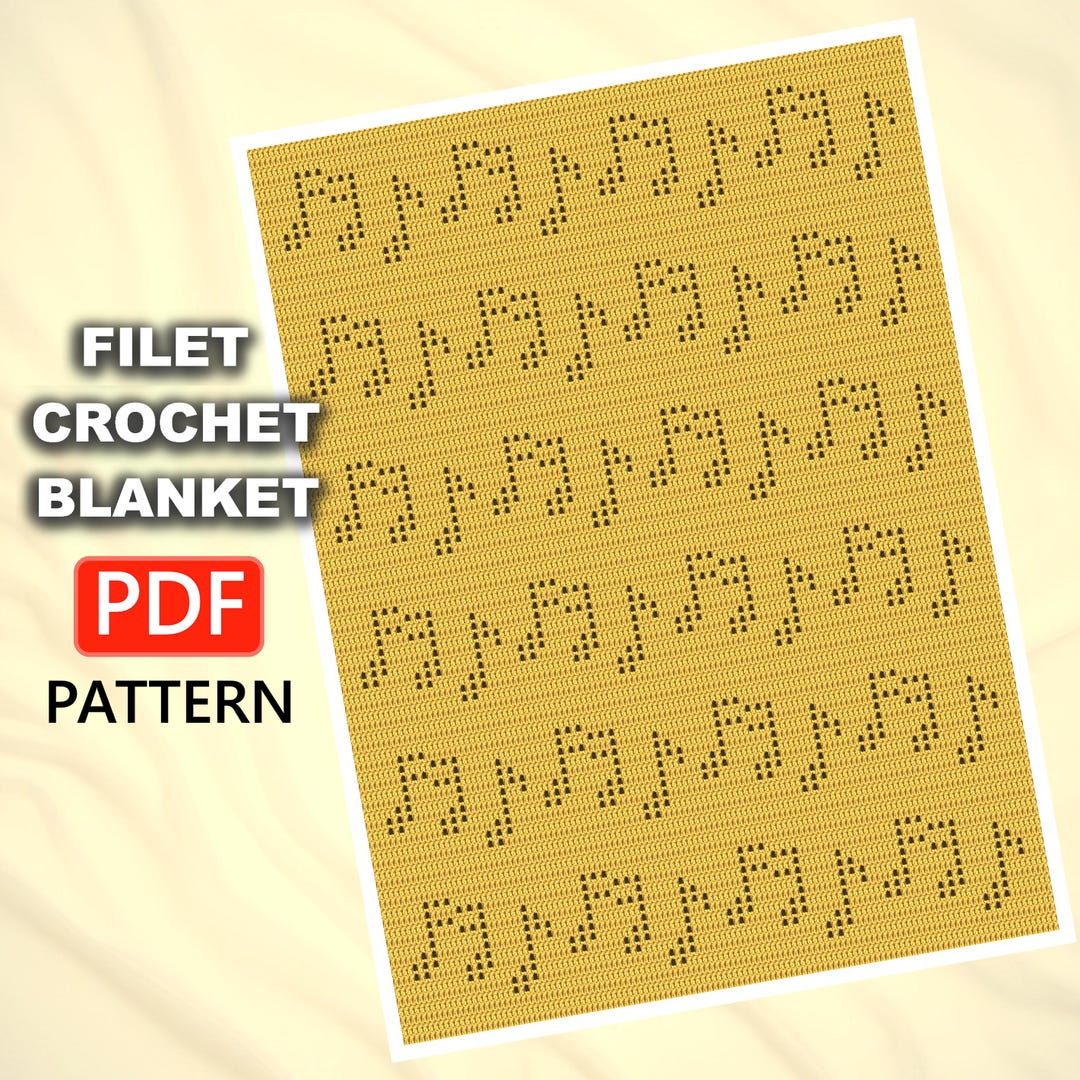 Musical Notes Filet Crochet Blanket PDF Pattern - Etsy