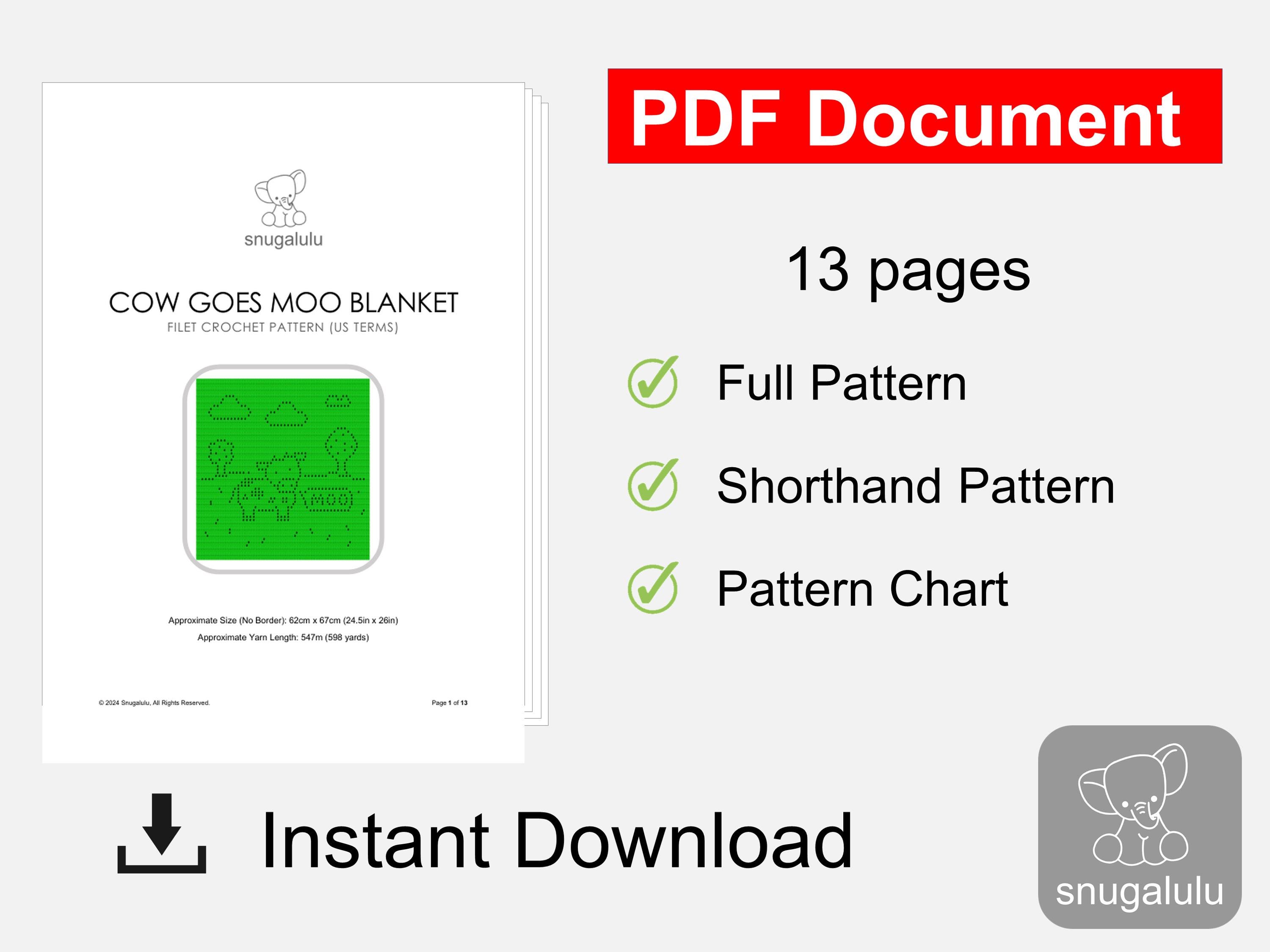 Cow Goes Moo Filet Baby Blanket Pattern PDF by Snugalulu - Etsy