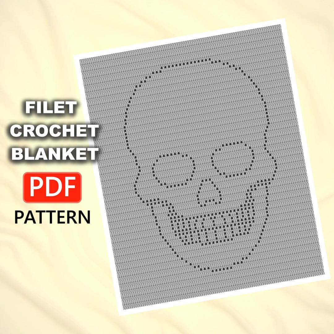 Skull Blanket PDF Pattern, Creepy Halloween Filet Crochet, Instant ...