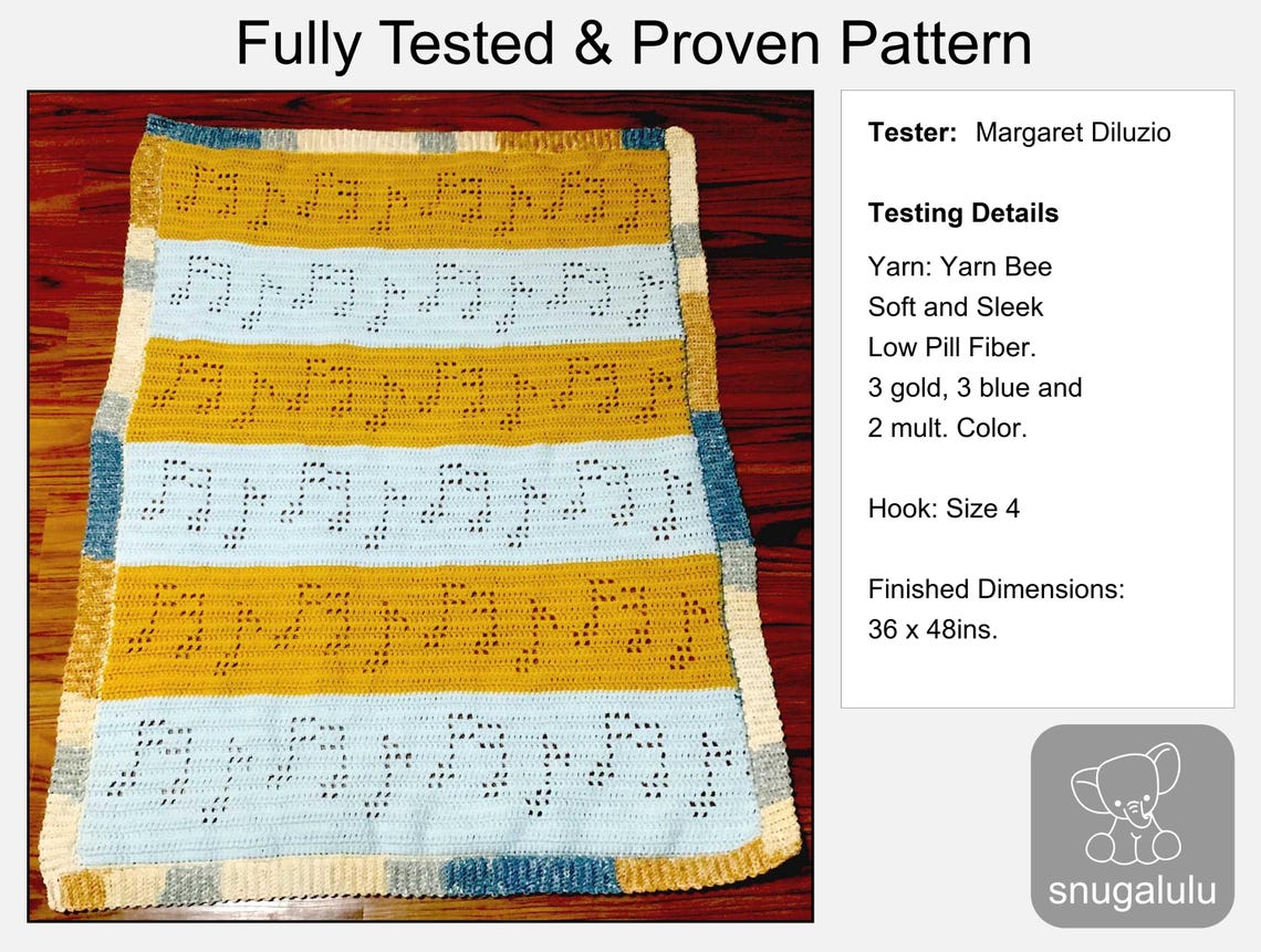 Musical Notes Filet Crochet Blanket PDF Resizable Pattern - Etsy