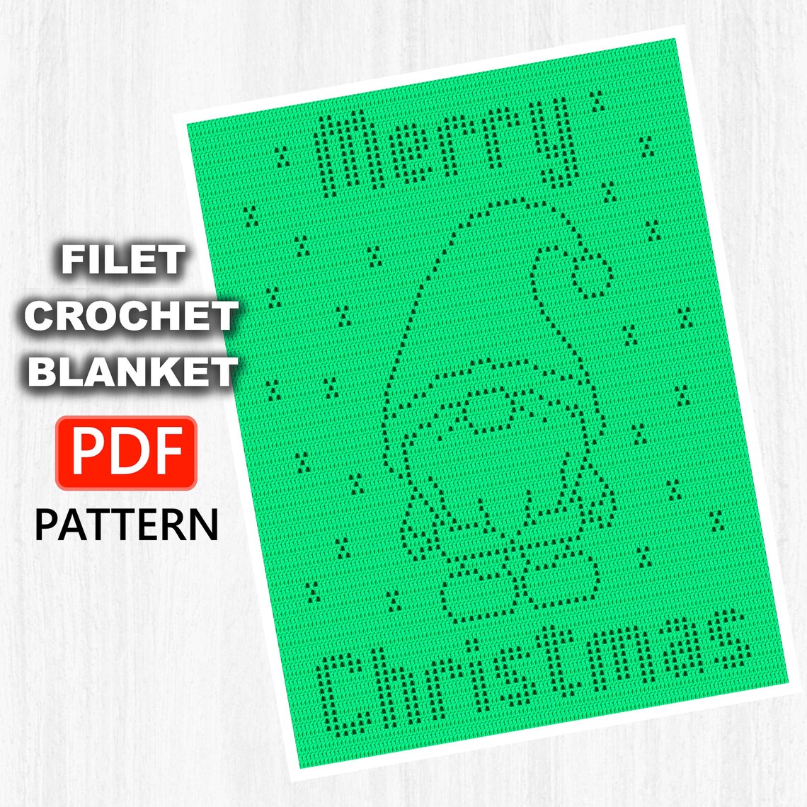 Gonk Christmas Blanket PDF Pattern | Gnome Filet Crochet Wall Hanging ...