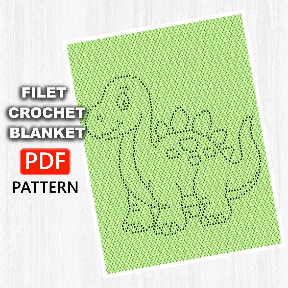 Chompy Dinosaur Filet Crochet Baby Blanket PDF Pattern - Etsy