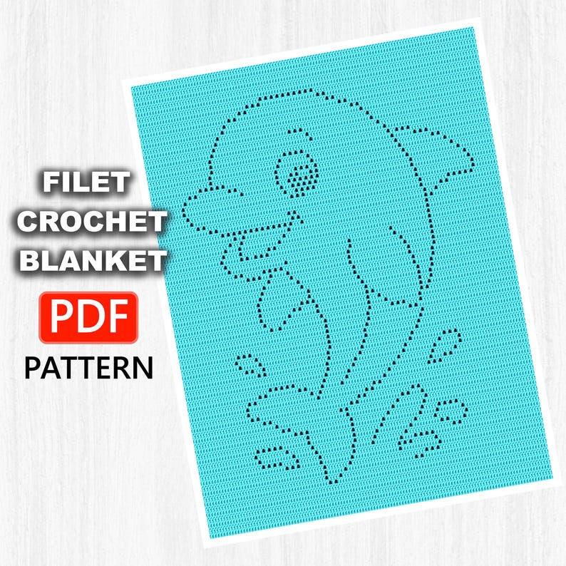 Dolphin Filet Crochet Baby Blanket Pattern PDF - Etsy