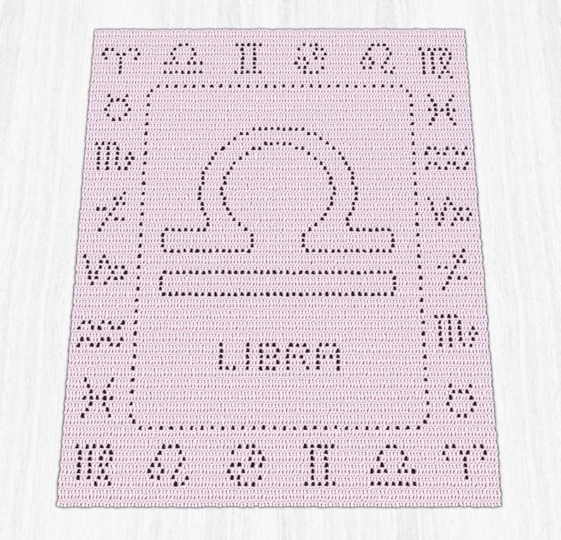 Libra Filet Crochet Blanket Pattern: Zodiac Astrology Chart (PDF ...