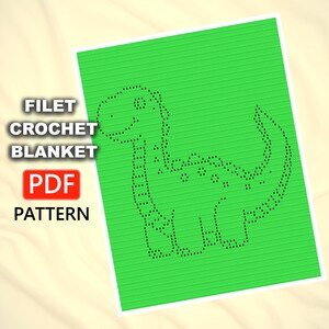 Dinosaur Filet Crochet Baby Blanket PDF Pattern - Etsy