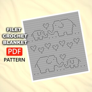 Elephants Baby Blanket PDF Pattern | Filet Crochet - Etsy UK