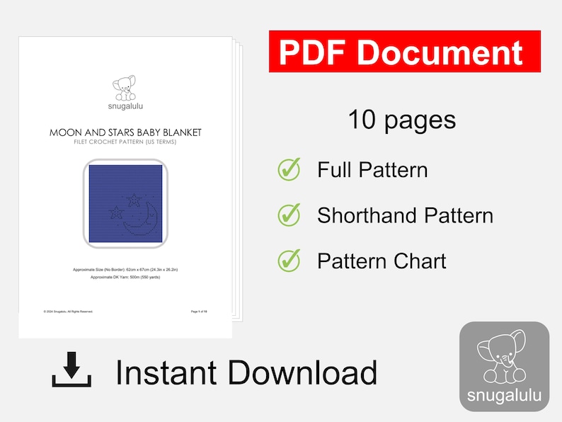 Moon and Stars PDF Filet Crochet Pattern - Etsy