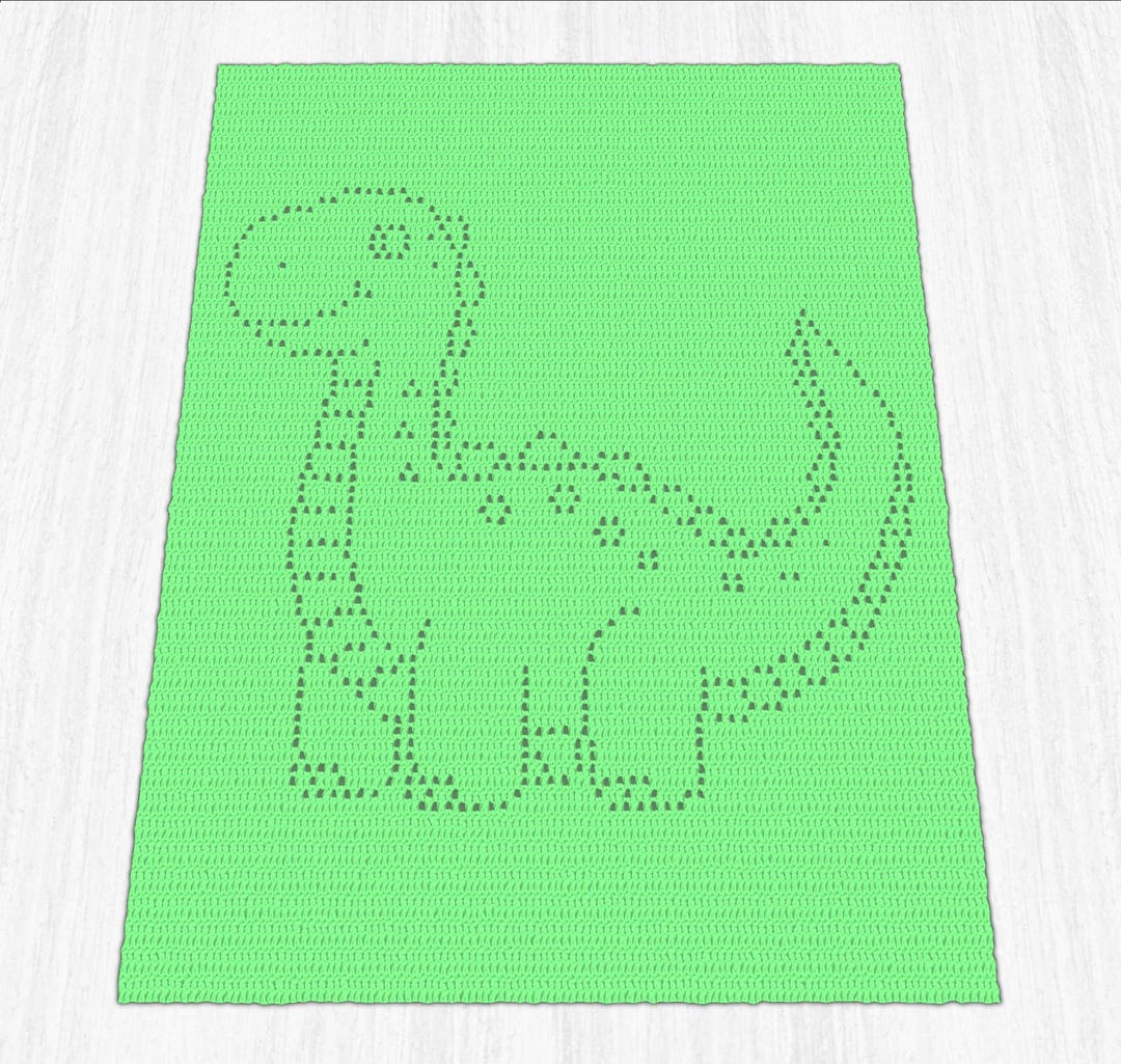 Dinosaur Filet Crochet Baby Blanket PDF Pattern - Etsy