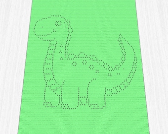 Chompy Dinosaur Filet Crochet Baby Blanket PDF Pattern - Etsy