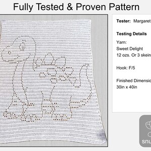Chompy Dinosaur Filet Crochet Baby Blanket PDF Pattern - Etsy